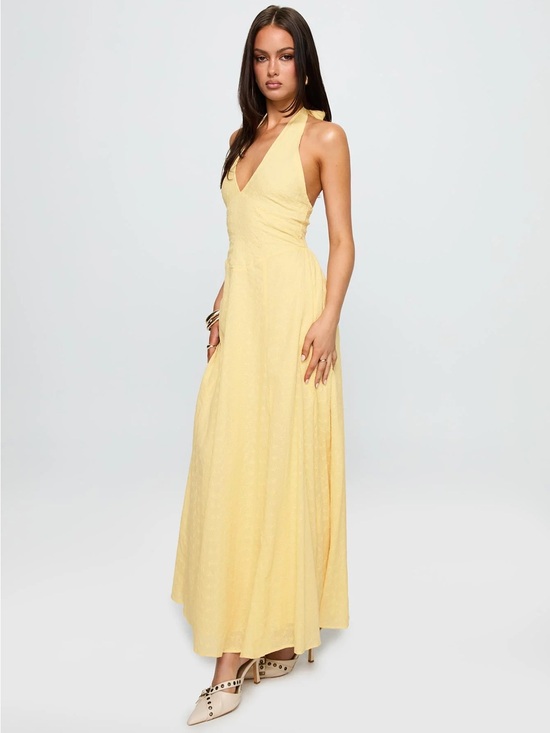 Princess Polly | Dresses | Princess Polly Yellow Halter Maxi Dress ...